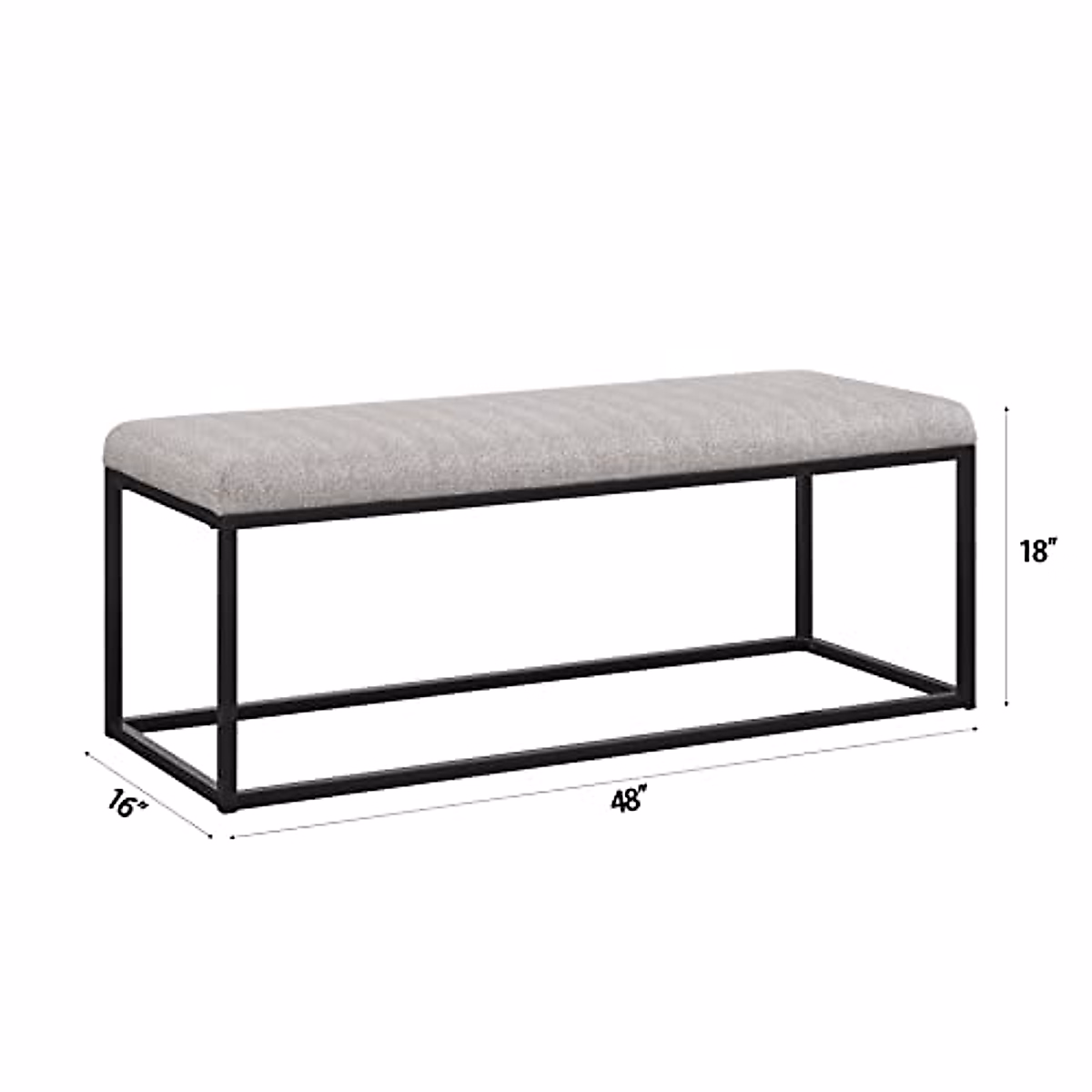 Ball & Cast Modern Upholstered Bench Entryway Bench Ottoman with Metal Frame, 48 Inch Grey