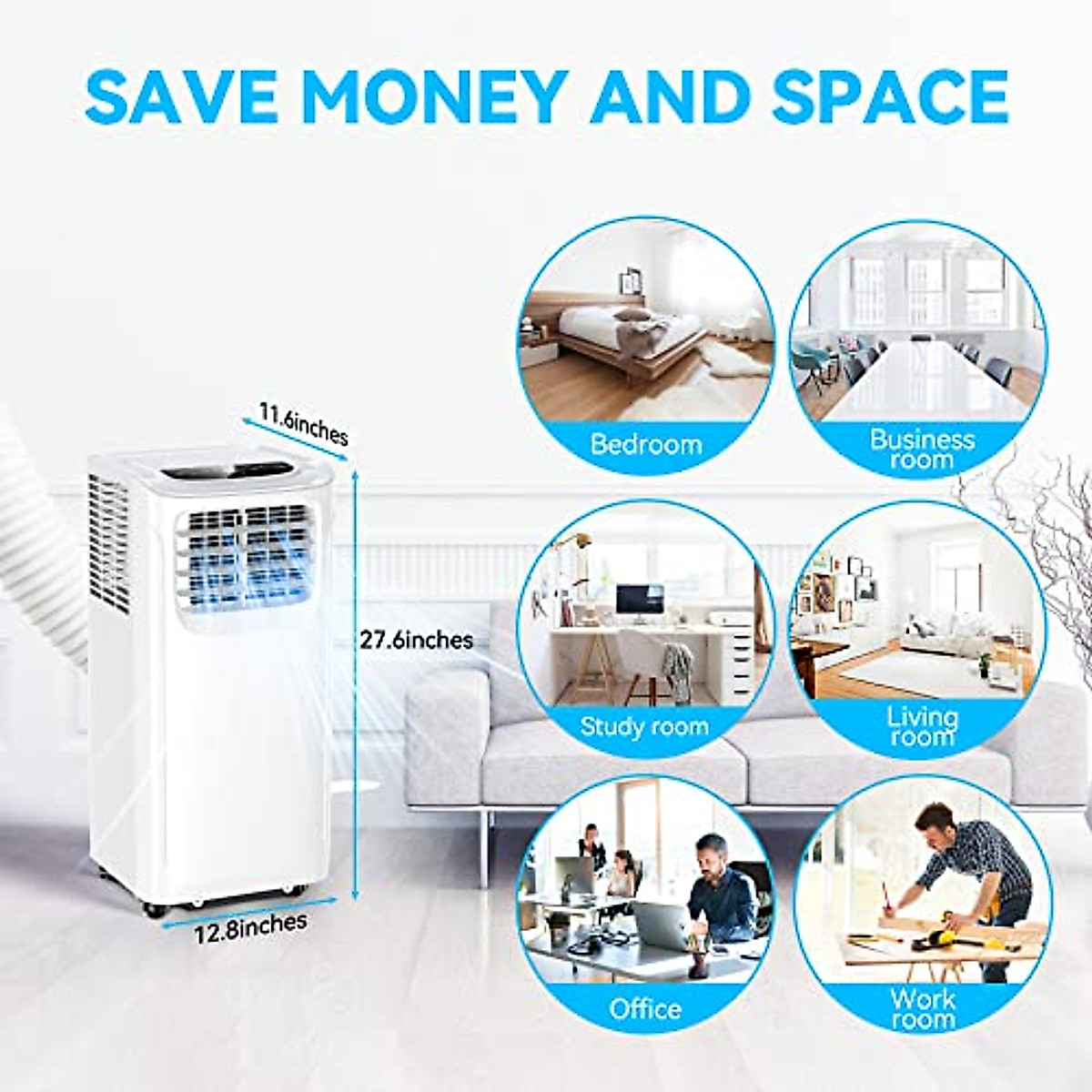Portable Air Conditioners, 12000 BTU Portable AC Uint with Dehumidifier & Fan Mode for Room up to 550 Sq.Ft, 3-in-1 Room Air Conditioner with Remote, 24Hrs Timer, Installation Kit for Home Office