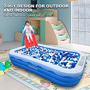 santabay Inflatable Pools, Kiddie Swimming Pool for Kids, Above Ground Pool 120" x 72" x 22" Full-Sized Blow Up Pools for Backyard Outdoor Family Pool for Toddler Adults Age 3+