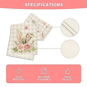 Artoid Mode Buffalo Plaid Bunny Rabbit Ears Flower Easter Table Runner, Spring Summer Seasonal Holiday Kitchen Dining Table Decoration for Indoor Outdoor Home Party Decor 13 x 72 Inch