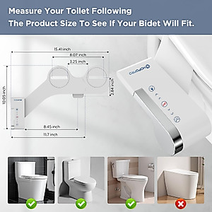 HOPOPRO Bidet Attachment for Toilet, Non-Electric Bidet Ultra-Slim Dual Nozzle (Feminine/Rear Wash), Fresh Cold Water Sprayer Bidets for Existing Toilets with Adjustable Pressure Control 1-Min Install