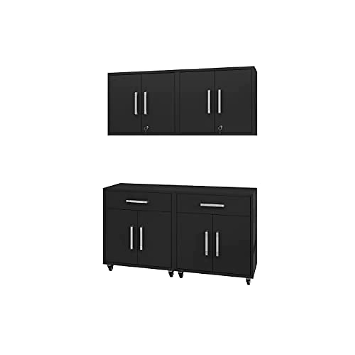 Manhattan Comfort Eiffel 4-Piece Garage Storage Set in Matte Black