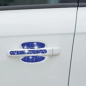 Bohisen 8pcs Bling Car Kit Car Door Handle Protector Shiny Rhinestones Scratch-Resistant Stickers Door Cup Handle Protective Film for Car