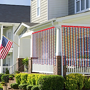 HOOSUN Patriotic Decorations Backdrop,2 Pack Red White and Blue Party Photo Backdrop Patriotic Tinsel Foil Fringe Curtains,Red White and Blue Streamers Tinsel Backdrop Decor for Home,Front Door