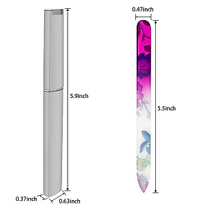 5 Pack Glass Nail Files with Case Crystal Glass Fingernail Files Double Sided Glass Nail File Mixed Color Manicure Set for Gentle Nail Care for Women Girls Christmas