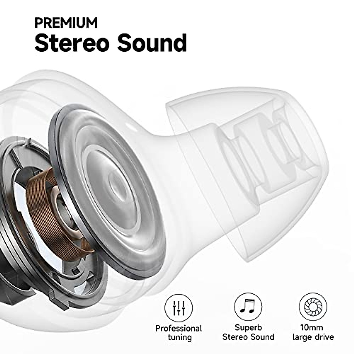 taopod Wireless Headphones, Bluetooth Earphones with LED Display, 42H Playtime, IPX7 Waterproof, Mini Earbud with Deep Bass, Bluetooth 5.3 Earphones for Sports Running Workout