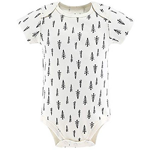 The Peanutshell Short Sleeve Baby Bodysuits Set for Boys or Girls - Woodland Animal & Buffalo Plaid - 5 Pack Set (18M)