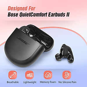 ABAZAR Memory Foam Tips for Bose QuietComfort Earbuds II & Ultra Earbuds, No Silicone Eartips Pain, Anti-Slip Replacement Ear Tips, Fit in The Charging Case, 3 Pairs (Mixed Sizes S/M/L, Black)