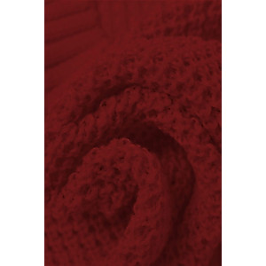 Women's V Neck Waffle Knit Cropped Top Long Sleeve Pullover Crop Sweater Rust Red M