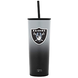 Simple Modern Officially Licensed NFL Las Vegas Raiders Insulated Tumbler with Straw and Flip Lids | Gifts for Men and Women 24oz Travel Mug Thermos | Classic Collection | Las Vegas Raiders