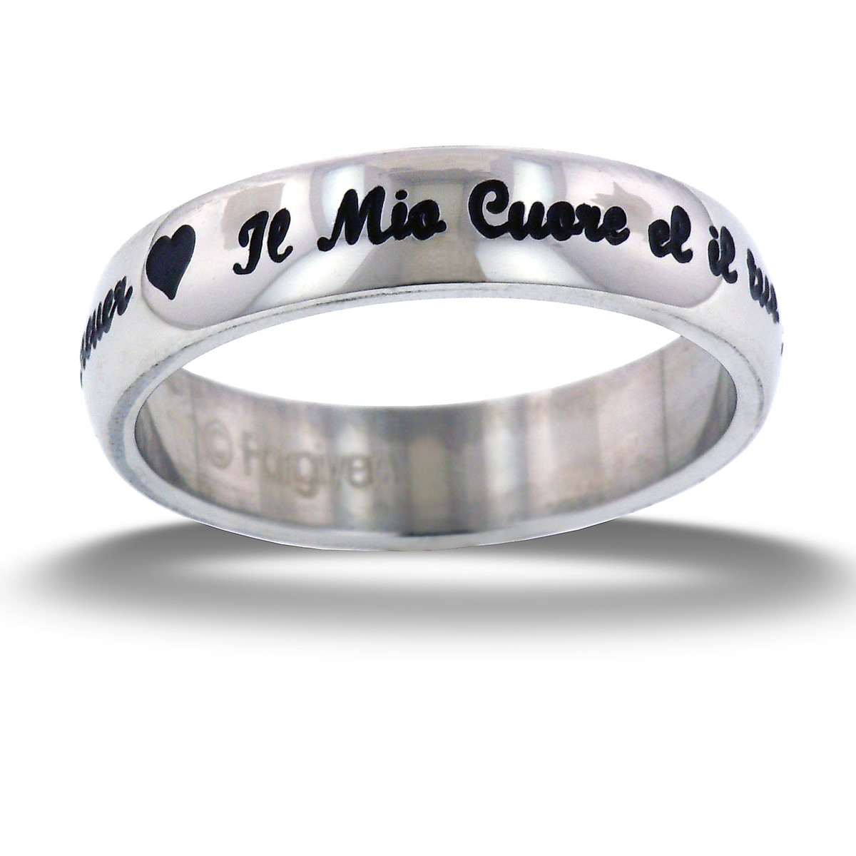 FORGIVEN JEWELRY Posey Ring My Heart Is Yours Forever Italian & English Stainless Steel Ring size 9