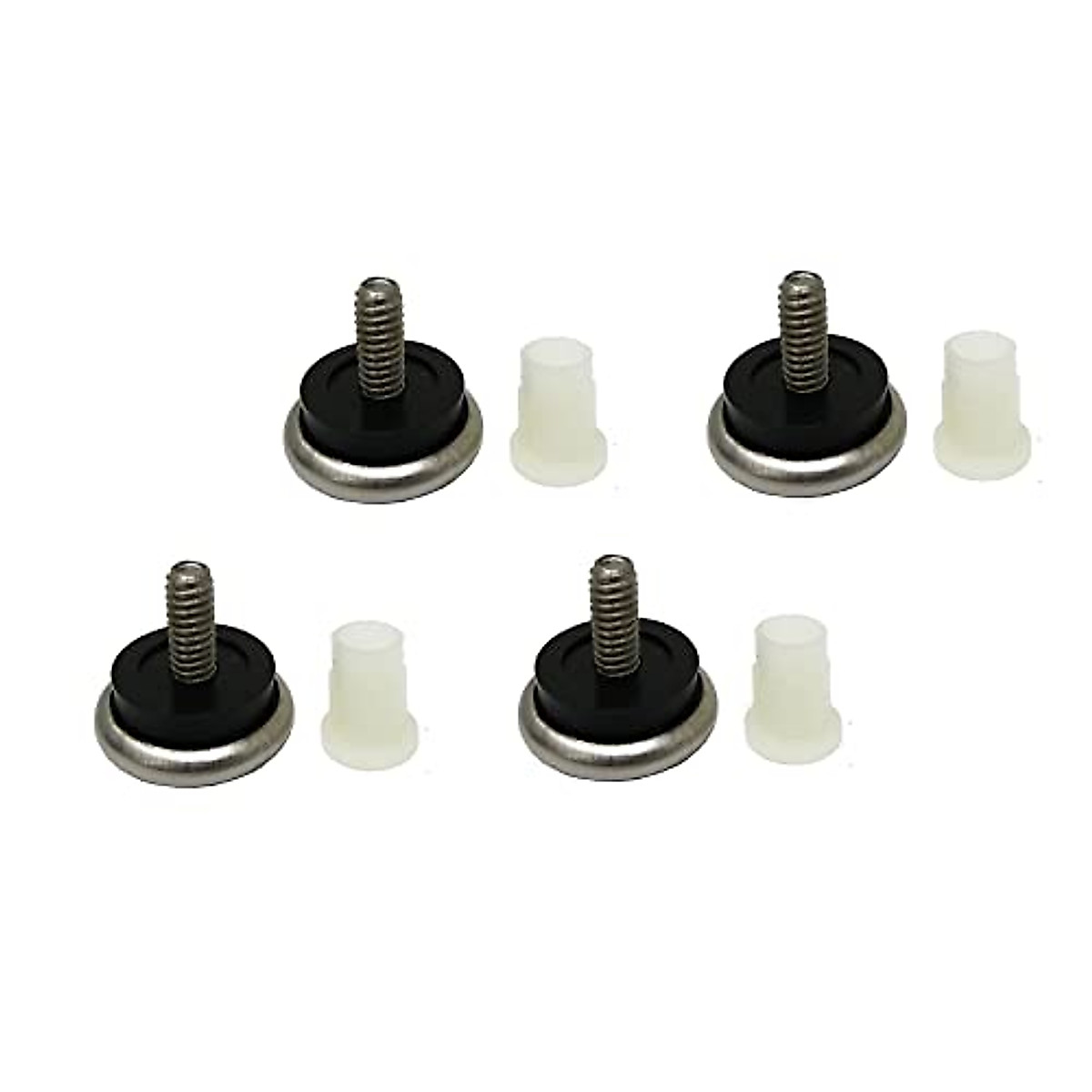 Shepherd Hardware 9451 1-1/4-Inch Threaded Stem Furniture Glides, 1/4-Inch Stem Diameter, Metal Base with Rubber Cushion, 4-Pack,Silver