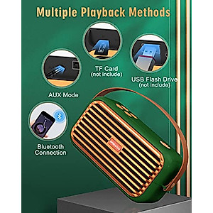 Greadio Vintage Speaker, Retro Bluetooth Speaker with 16W Stereo Sound Rich Bass Dual Speakers, Bluetooth 5.0, Support Hands-Free Call TF/AUX/U-Disk for Gift, Party, Travel, Office,Home (Green)