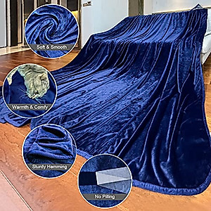 Enimib Oversized King Blanket 120 x 120 Inches, Extra Large Soft Warm Lightweight Flannel Fleece Thick Throw Blanket 10'x 10', Plush Microfiber Fluffy Big Blanket for Couch/Bed/Sofa Camping Navy Blue