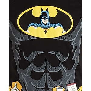 Warner Bros. Batman Boys Superhero Short Sleeve Graphic Logo T-Shirt (Toddler/Little/Big Boys), Size 5/6, Batman Stripe Black