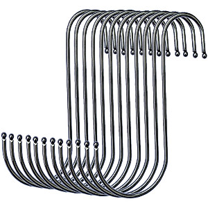 GOTOONE S Hooks Hanging Metal Hook (12 Pack) Stainless Steel Large 6 Inch with Round Stopper Non Slip for Closet Clothes Plants Cups Towels Tools Ornament (Silver)