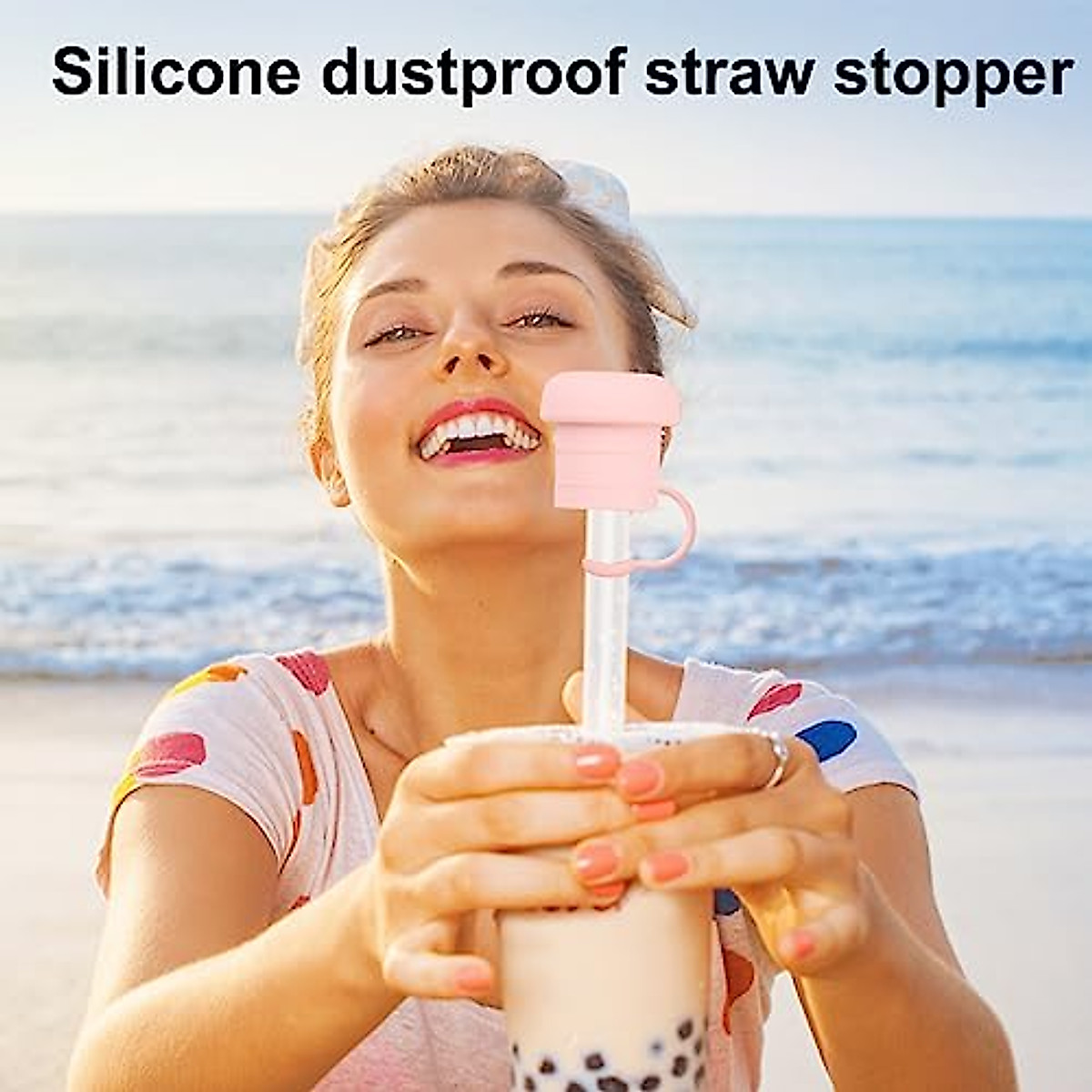 6 PCS Straw Covers Compatible with Stanley Tumbler Cups All OZ, Silicone Drinking Straw Cover Cap for Stanley Cup Accessories, Reusable Straw Protector for 6-10 mm Straw, Dust Proof Straw Topper