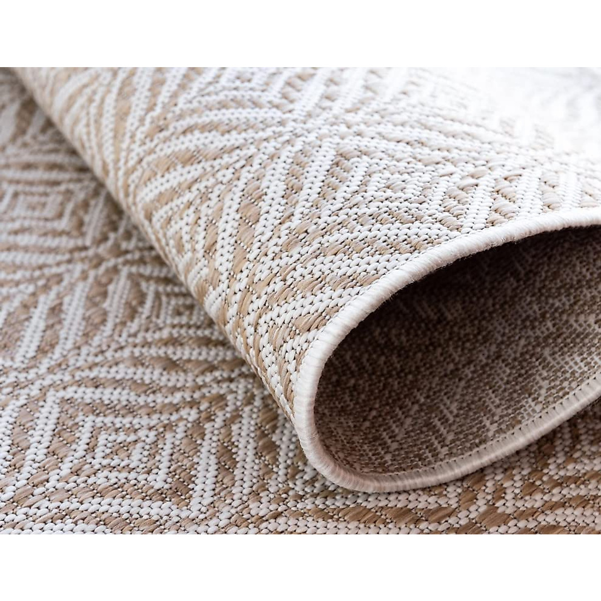 Unique Loom Outdoor Trellis Collection Area Rug - Deco Trellis (5' 3" x 8' Rectangle, Taupe/ Ivory)