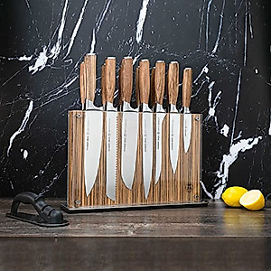 Schmidt Brothers - Zebra Wood, 15-Piece Kitchen Knife Set, High-Carbon Stainless Steel Cutlery with Zebra Wood and Acrylic Magnetic Knife Block and Knife Sharpener