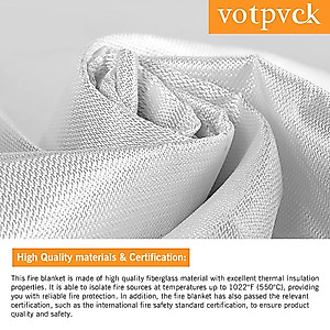 Votpvck Emergency Fire Blanket for Home and Kitchen,Fireplace Grill Camping,Survival Gear Emergency Supplies,Flame Retardant Protection and Heat Insulation,2 Pack Fibeglass Blanket 39’’x39’’