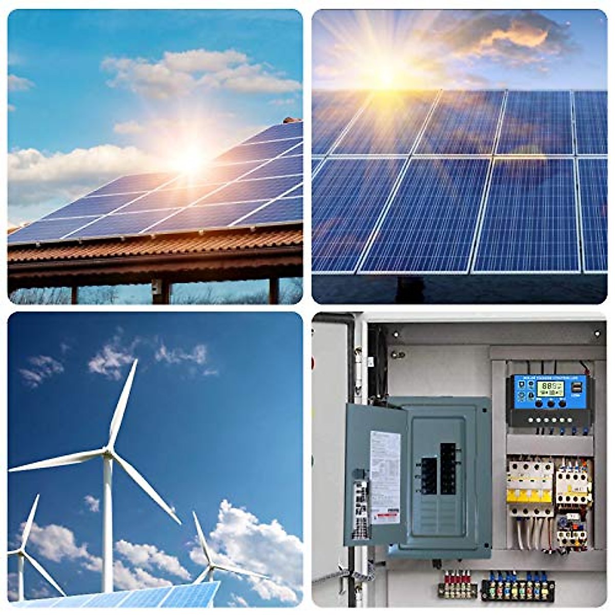 2Pcs 30A Solar Charge Controller, Black Solar Panel Battery Intelligent Regulator with Dual USB Port 12V/24V PWM Auto Paremeter Adjustable LCD Display