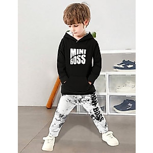 Von kilizo Toddler Boy Clothes 2T-3T Boys Fall/Winter Clothes Fashions Outfits MINI BOSS Hoodie Sweatshirt + Tie Dye Pant 2Pcs Set