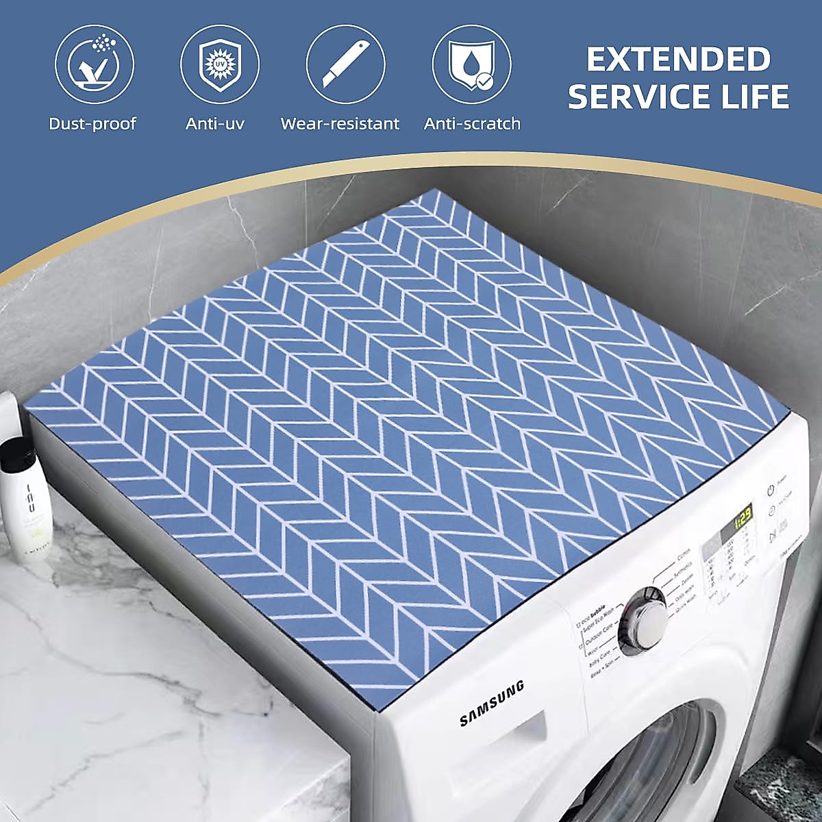 2PCS 25.6'' x 23.6'' Washer and Dryer Covers for the Top,Non-Slip Dryer Top Protector Mat,Dust-Proof Rubber Washing Machine Mat Cover for Top Protection