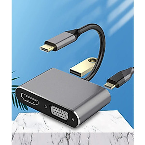 BRASSU Type-c Four-in-one Docking Station usbc (Size : Silver)