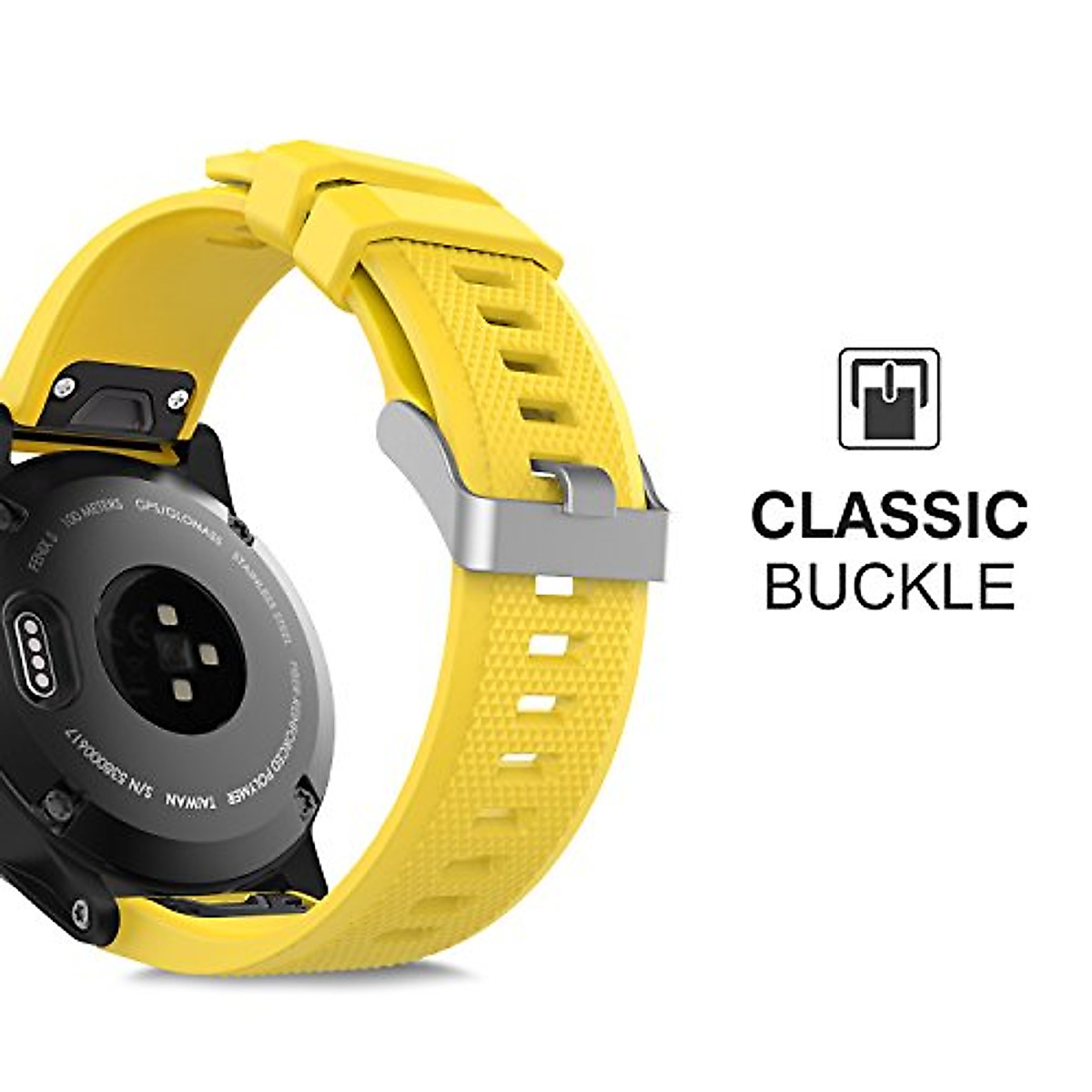MoKo 22mm Band Compatible with Garmin Fenix 7/Fenix 6/6 Pro/Fenix 5/5 Plus/Forerunner 965/955/945/935/Aproach S60/S62/Quatix 6 /MARQ Smart Watch, Soft Silicone Replacement Strap, Yellow
