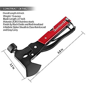 Camping Gear Multitool, Stocking Stuffers for Men, Christmas Mens Gifts for Dad Husband Boyfriend, 16 in 1 Camping Accessories Multitool Hatchet, Camping Tool with Axe,Hammer,Plier,Knife,Bottle Opener