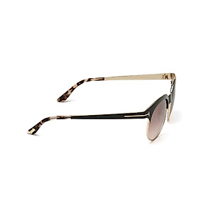 Tom Ford Oval Sunglasses TF438 Angela 01F Black/Gold/Havana FT0438