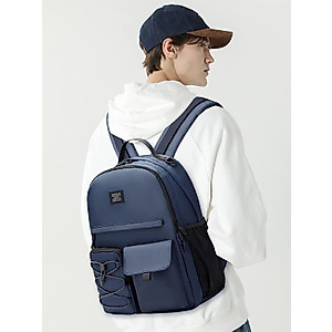 Lohol Water Resistant Backpack for Travel School Work, Casual Daypack with Anti Theft Pocket for Teen Girls Boys (Navy)