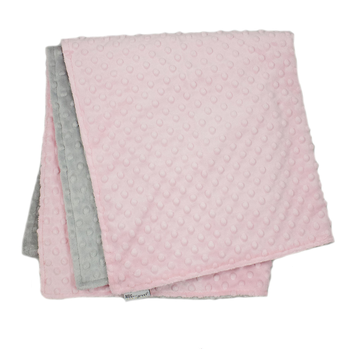 MEG ORIGINAL Minky Dot Baby Girl Blanket, Pink and Gray, 384