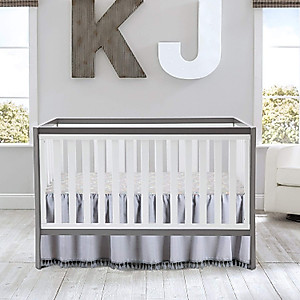 leegleri Crib Bed Skirt Pleated Ruffle with Tassel Nursery Crib Bedding Skirts for Baby Boys or Girls, 15" Drop/Grey