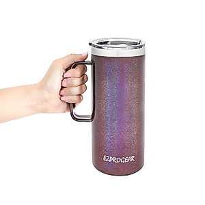 Ezprogear 32 oz Stainless Steel Coffee Mug Double Wall Vacuum Insulated Water Tumbler with Handle, Lid and Straws (32 oz, Sky Blue)