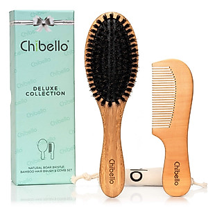 Boar Bristle Hair Brush Set - Designed for Kids, Women and Men. Natural Bristle Brushes Work Best for Thin and Fine Hair, Add Healthy Shine, Improve Texture, Reduce Frizz. Wood Wet Detangler Comb