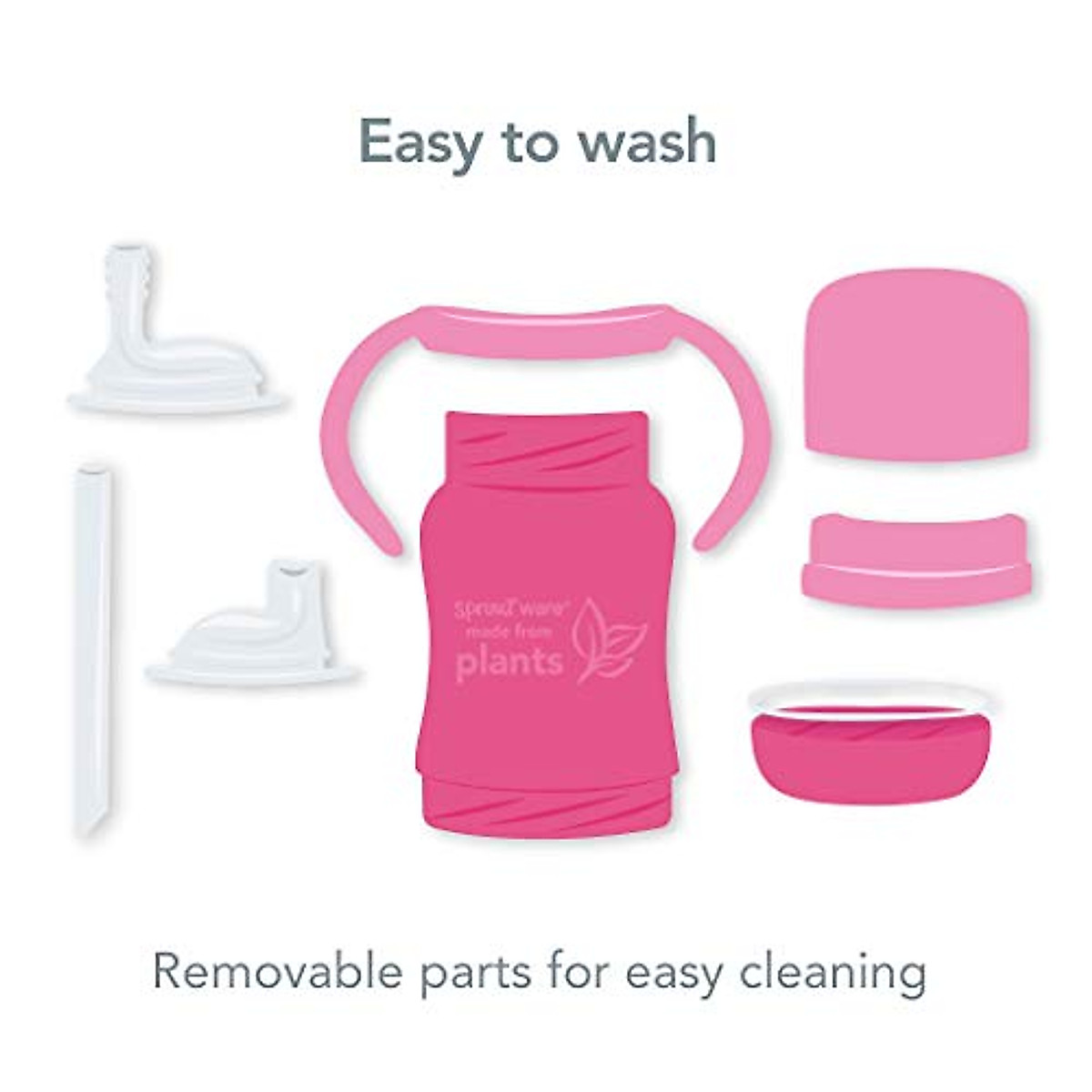 Green sprouts Sprout Ware Sip & Straw Cup made from Plants | Non-toxic Plant-based Plastic Transition Sippy Cup without BPA, BPS, BPF | Soft Silicone Spout and Straw | Easy-grip Handles