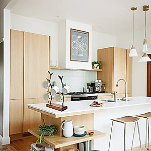 ZWANG Mug Holder, 16 Inch Wooden Base Countertop Mug Tree, Coffee Mugs & Tea Cup Storage Rack, Coffee Counter Bar Accessory & Kitchen Organizer