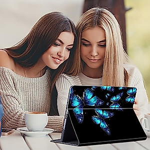Case for iPad Air 5th Generation (2022) /Air 4th Generation (2020) 10.9 Inch, Slim PU Leather Multi-Angle Smart Folio Stand Cover with Auto Wake Sleep, Blue Butterflys