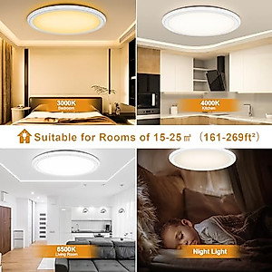 LEZOE RGB Led Flush Mount Ceiling Light Dimmable with Remote Control, 13Inch 24W 2400LM 3000-6500K RGB Color Changing Light Fixture, Round Ceiling Lamp for Living Room Bedroom Kids Room Party Festival