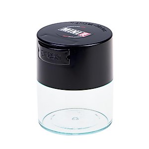 Minivac - 10g to 30 grams Vacuum Sealed Container Black Cap & Clear Body