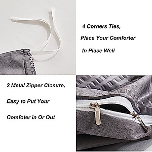 DuShow Seersucker Duvet Cover King-Solid Textured Bedding Cover Set,Soft Duvet Cover Set with Zipper Closure,Corner Ties(Dark Grey,104"x90")