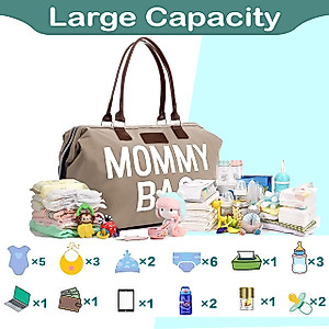 CHQEL Mommy Diaper Bag - Large Travel Bag for Hospital & Baby Care (Beige)