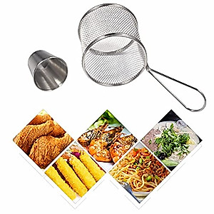 Deep Frying Basket Round Chip Baskets Oil Filters Frying Nets Chip Chef Kitchen Baskets Colanders Kitchen Accessories Frying Net(2pcs)