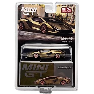 True Scale Miniatures Model Car Compatible with Lamborghini Sián FKP 37 Presentation Matte Green Limited Edition 1/64 Diecast Model Car MGT00529
