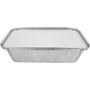 D&W Fine Pack A86 2 lb. Aluminum Foil Loaf/Bread Pan Tins w/Foil Board Lid (Pack of 25 Sets)