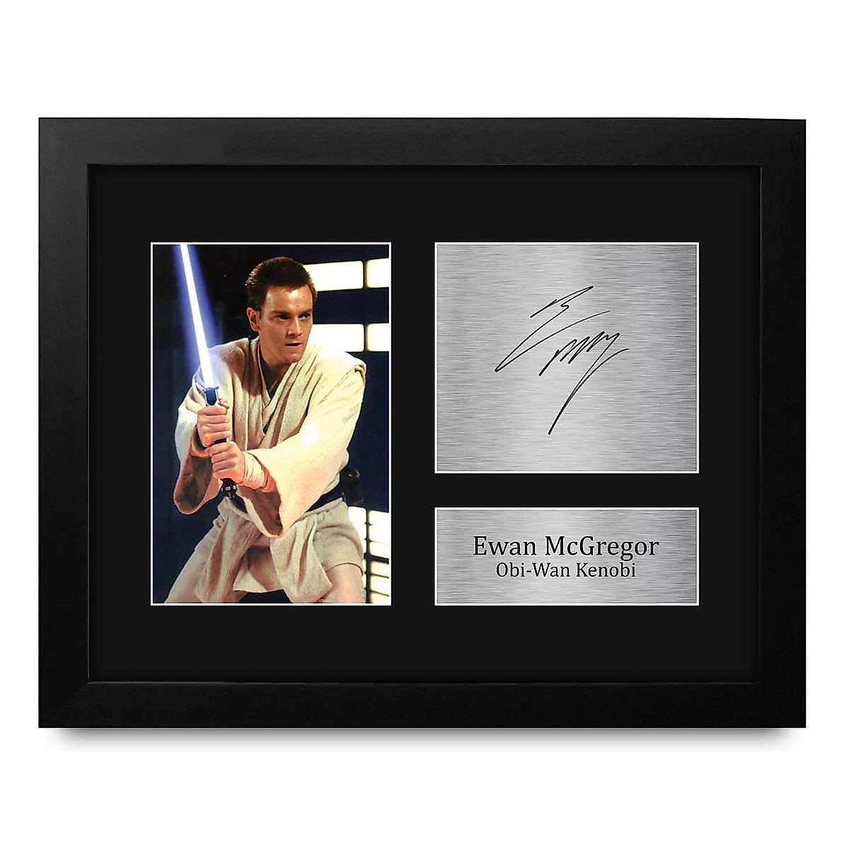 HWC Trading Ewan McGregor Gift USL Framed Signed Printed Autograph Star Wars Gifts Obi-Wan Kenobi Print Photo Picture Display - US Letter Size