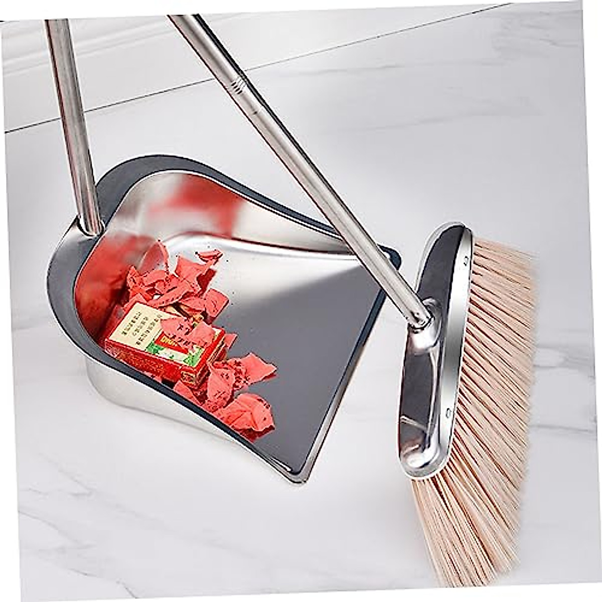 ORFOFE Cleaning Dust Pan Outdoor Broom Dustpan Household Brooms Flooring Tools Stable Broom Long Handle Broom Reusable Broom Handle Sweeping Brush Garbage Wiper Floor Wiper Khaki Nylon