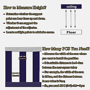 Elitix 1 Pc Wall Partition Room Divider Floor to Ceiling, 70 to 300 Cm Tall Modern Privacy Screens Post, Small Space Decor Divider Column for Home Office(Gold,180cm(5.9ft))