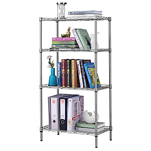 SINGAYE 4 Shelves Adjustable Storage Shelf Wire shelving Storage Rack 520lbs Loading Capacity Standing Shelf Units,23.2" W x 13.4" D x 47.2" H for Kitchen Office Pantry Room,Silver